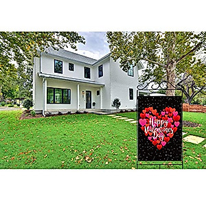 Akeydeco Valentine's Day Flag,28x40 Inch Valentine's Heart Garden Flag with Two Grommets Double Sided Printing 2 Layer Burlap Valentine Flags for Your Valentine's Day Decoration
