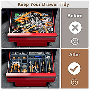 【𝟰𝟮𝗣𝗖𝗦】A-LUGEI Tool Box Organizer Tray Divider Set, Desk Drawer Organizer, Garage Organization and Storage Toolbox Accessories for Rolling Tool Chest Cart Cabinet Work Bench Small Parts