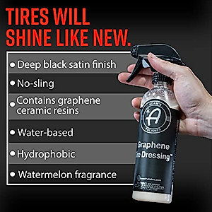 Adam's Graphene Tire Dressing - Deep Black Finish W/Graphene Non Greasy Car Detailing | Use W/Tire Applicator After Tire Cleaner & Wheel Cleaner | Ceramic Coating Like Tire Protection (16oz)