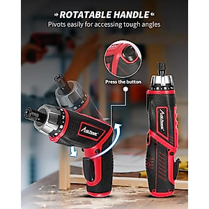 AVID POWER Electric Screwdriver Set Rechargeable 4V Cordless Screwdriver Kit with 44pcs Accessories, 5.65Nm Screw Gun, 5+1 Torque Setting, 2 Position Handle with LED Light