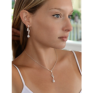 Mariell Cubic Zirconia Prom Jewelry Set, Necklace & Earrings Set for Brides, Bridesmaids, Wedding Jewelry