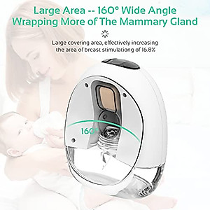 Wearable Breast Pump Hands Free, FITCONN Portable Electric Double Breast Pump with 4 Modes & 9 Levels Adjustable Painless Strong Suction Power, LCD Display, Low Noise & Memory Function, 16-24mm Flange