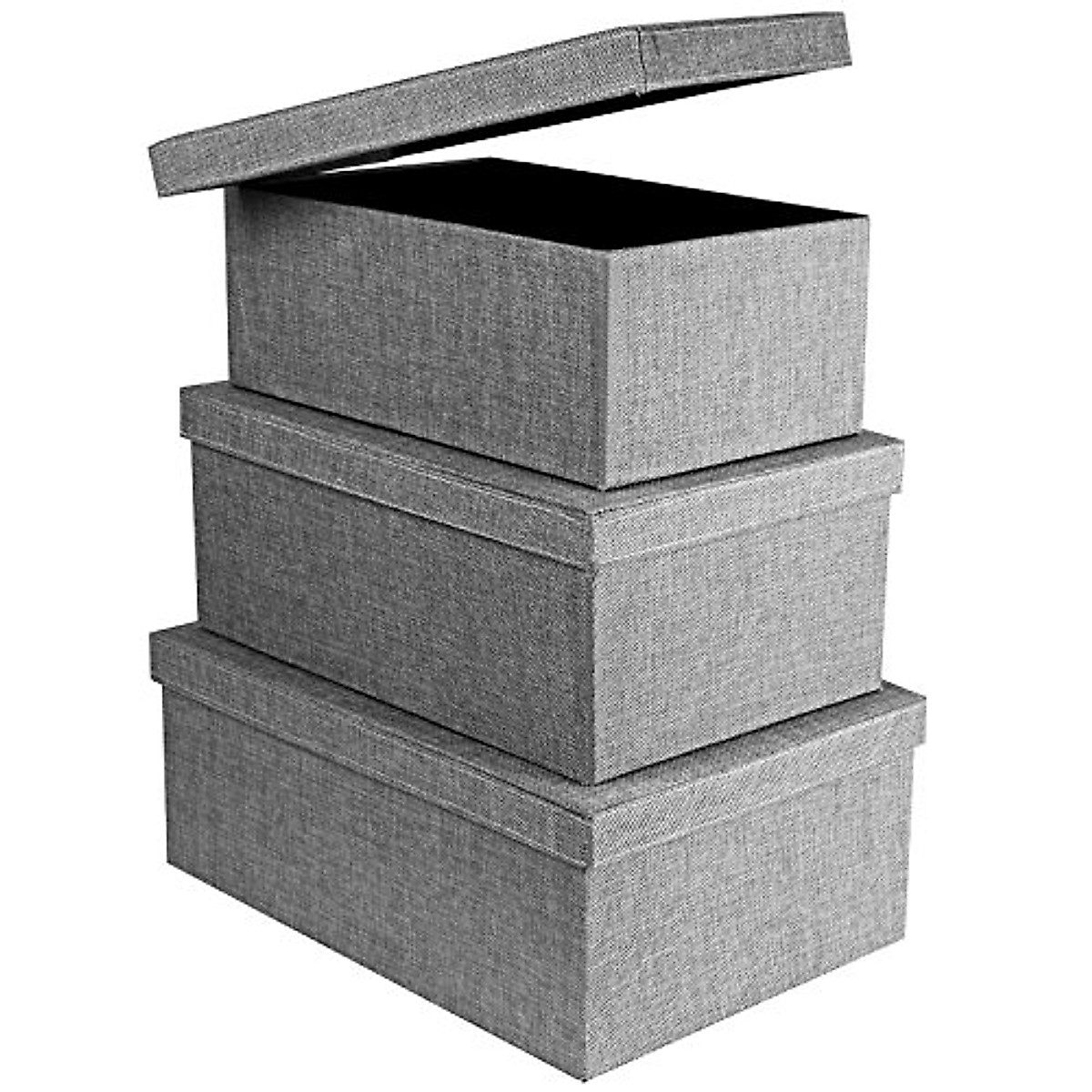 Stylish Decorative Storage Boxes Set of 3 - Grey