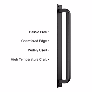 SMARTSTANDARD 12” Antique Rustic Handmade Barn Door Handles, Black Flush Long Base Handle Pull, for Gate, Shed, Garage