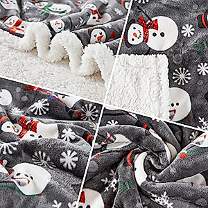 Touchat Sherpa Christmas Throw Blanket, Fuzzy Fluffy Soft Cozy Blanket, Fleece Flannel Plush Microfiber Blanket for Couch Bed Sofa (50" X 60", Snowman)