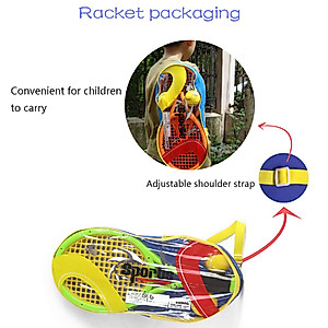 Kids Tennis Racket,17 Inch Plastic Tennis Racket with 2 Soft Balls,2 Tennis Balls and 4 Shuttlecocks for Kid,Toddler Outdoor/Indoor Sport Play (Green&Yellow)