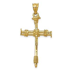 14k Polished Nail Cross Pendant QC1964