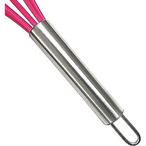 4 Pack" Multi-Color Mini Silicone Kitchen Whisks with Stainless Steel Handles Egg Beater Milk Beater Balloon Whisk for Blending Stirring Whisking and Beating(4 Colors)