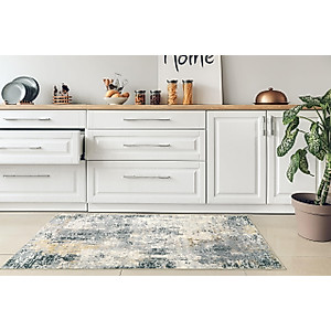 Morebes Modern Grey Area Rug Entryway Rug: 3x5 Rug Non Slip Abstract Soft Fluffy Pile Washable Carpet with Low Shaggy for Bedroom Dining Room Home Office Decor Under Kitchen Table