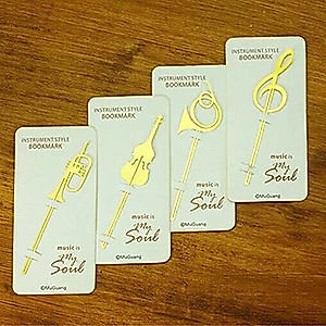 Musical Instruments Bookmark 1PC Cute Gold Musical Instruments Metal Book Markers Bookmark Books Mark Paper Clips Office School Supplies(Musical Note)