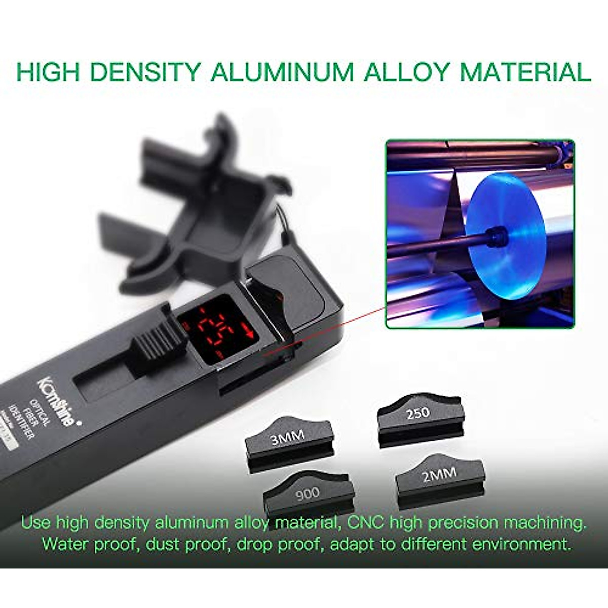 Metal Material Komshine KFI-35 Fiber Optic Identifier Break Checker Get Fast 800-1700nm with 4 Adapters