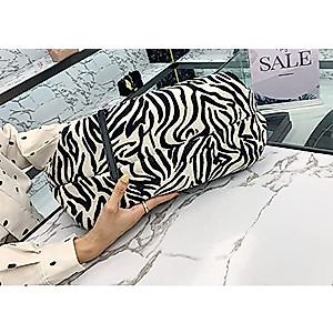 Tote Bag for Women Zebra Pattern Shoulder Bag Hobos Purse +++ Large Satchel Handbag for Working Travel Shopping (White)