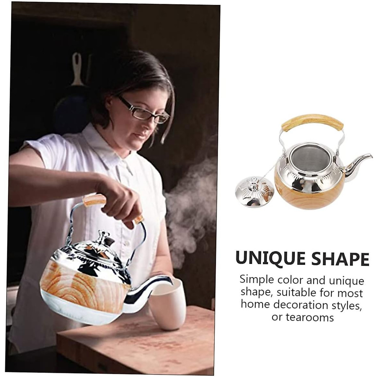 Yardwe stainless steel teapot pour over coffee kettle water boiling pot stovetop tea kettle water boiling kettle boiling water kettle stainless steel water kettle honk office with handle