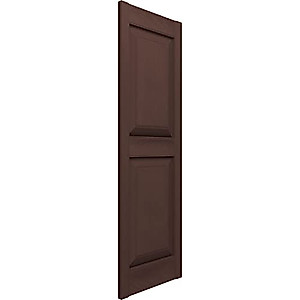 Ekena Millwork Lifetime Vinyl LP2S14X05100FB Standard Two Equal Panel Vinyls, Raised Panel Vinyl Shutters, w/Installation Shutter-Lok's & Matching Screws (Per Pair), 14 3/4"W x 51"H, Federal Brown