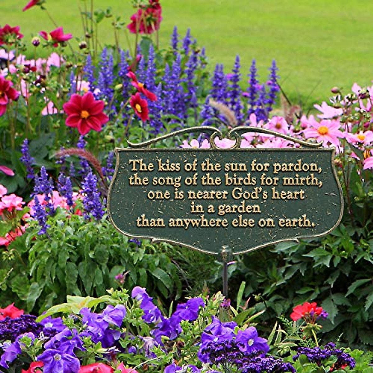 Whitehall Products "The Kiss of The Sun..." Garden Poem Sign, Green/Gold