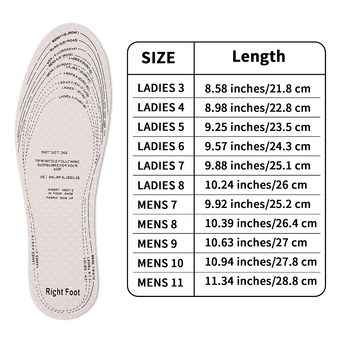 WLLHYF 2 Pairs Breathable Shoe Insoles, Insoles for Men and Women Latex Foam Insoles with Holes Walking Comfort Insoles Shock Absorbing Shoe Insoles White