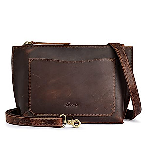 S-ZONE Genuine Leather Women Backpack Purse Daypack with Luggage Sleeve Bundle with Leather Crossbody Purse