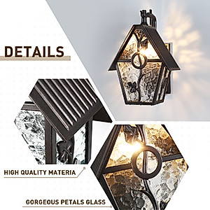Rustic Outdoor Wall Lanterns Exterior Wall Mounted Sconce Light Designer Style Outdoor Wall Light Fixtures for Home Patio Garden Garage Farmhouse Porch Lighting with Water Glass, Oil Rubbed Brown