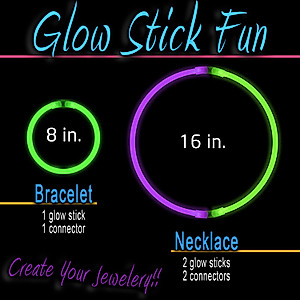 248 PCS Glow Sticks Party Pack - That Includes, 100 Pcs 8 Inch Glow sticks, 6 Pcs Glow Sticks Wands – Create Glow In The Dark Necklaces, Bracelets. Neon Light Sticks Decoration For Parties Favors Glow