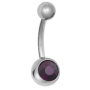 Surgical Steel Jeweled Purple Crystal Belly Button Ring