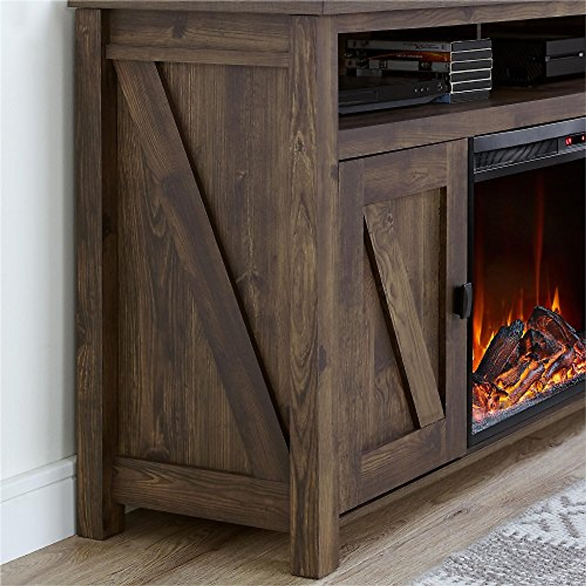 Ameriwood Home Farmington Electric Fireplace TV Console for TVs up to 60", Rustic