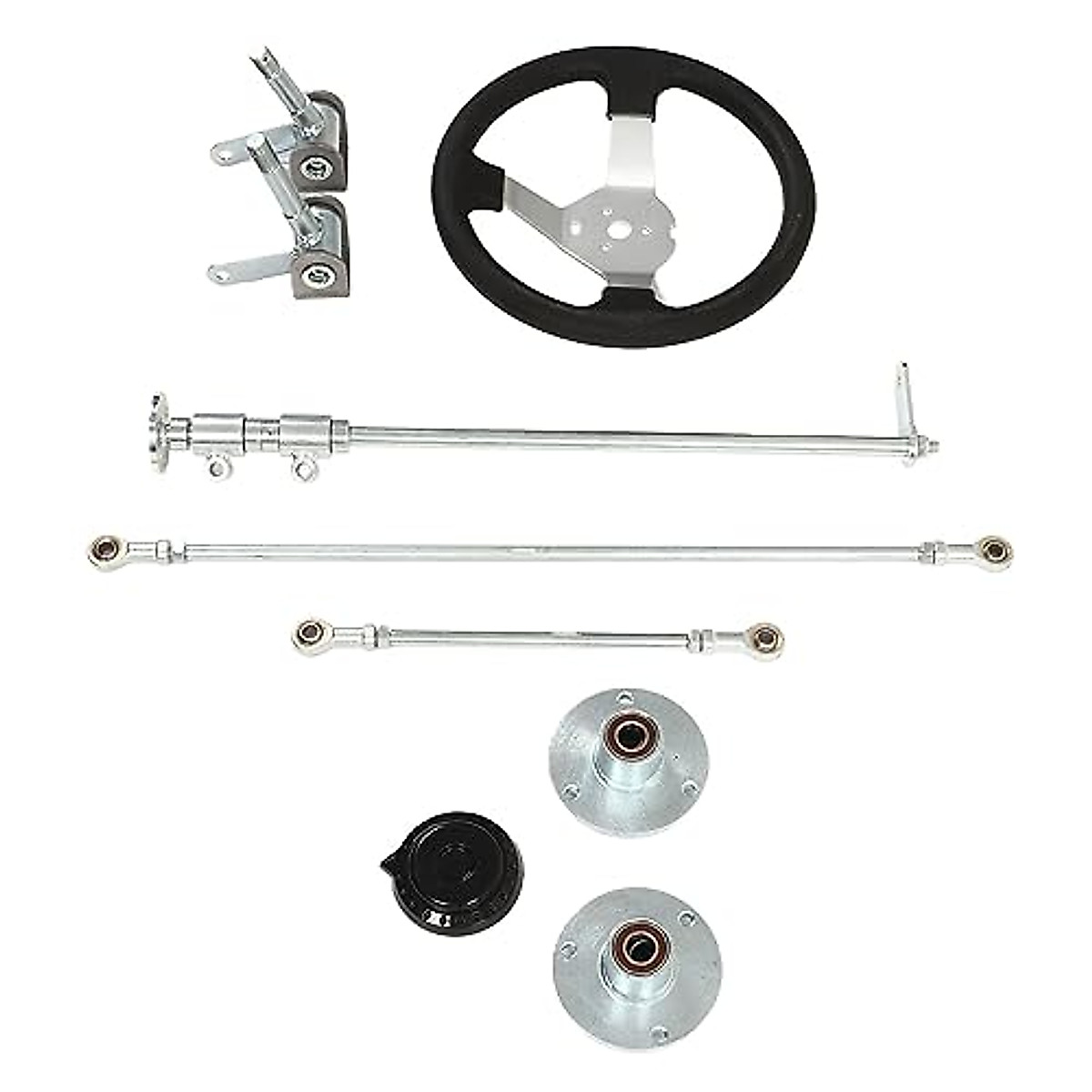 Go Karts Steering Wheel Kit - Tie Rod Joint Gear Rack Shaft Kit - Fits 100cc 125cc 140cc 150cc Go Kart Quad