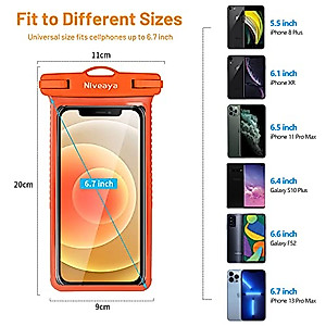 Niveaya Universal Waterproof Phone Case - 2 Pack, IPX8 Shockproof Waterproof Phone Pouch Dry Bag for iPhone 14 13 12 11 Pro Max SE 2020 XS Max XR X 8 7 6s Plus S10 S9 S20 S21 Note 20/10.