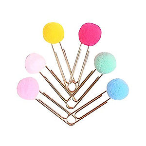 30pcs Clip Memo Notebook Supplies Paper Bookmarks Mixed Planner Scrapbook Gift Photos Cards Bookmark Novelty Kawaii Plush Pom Pompoms for Color Stationery Metal Decoration Decor