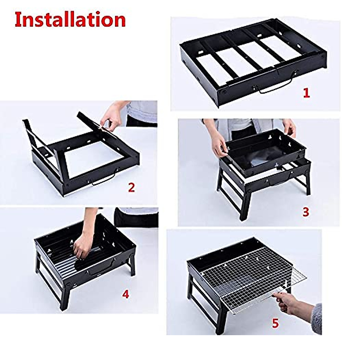 Portable Folding Charcoal Barbecue Grill Outdoor BBQ Utensil Stainless Steel BBQ for Garden Picnic Terrace Camping Travel,S