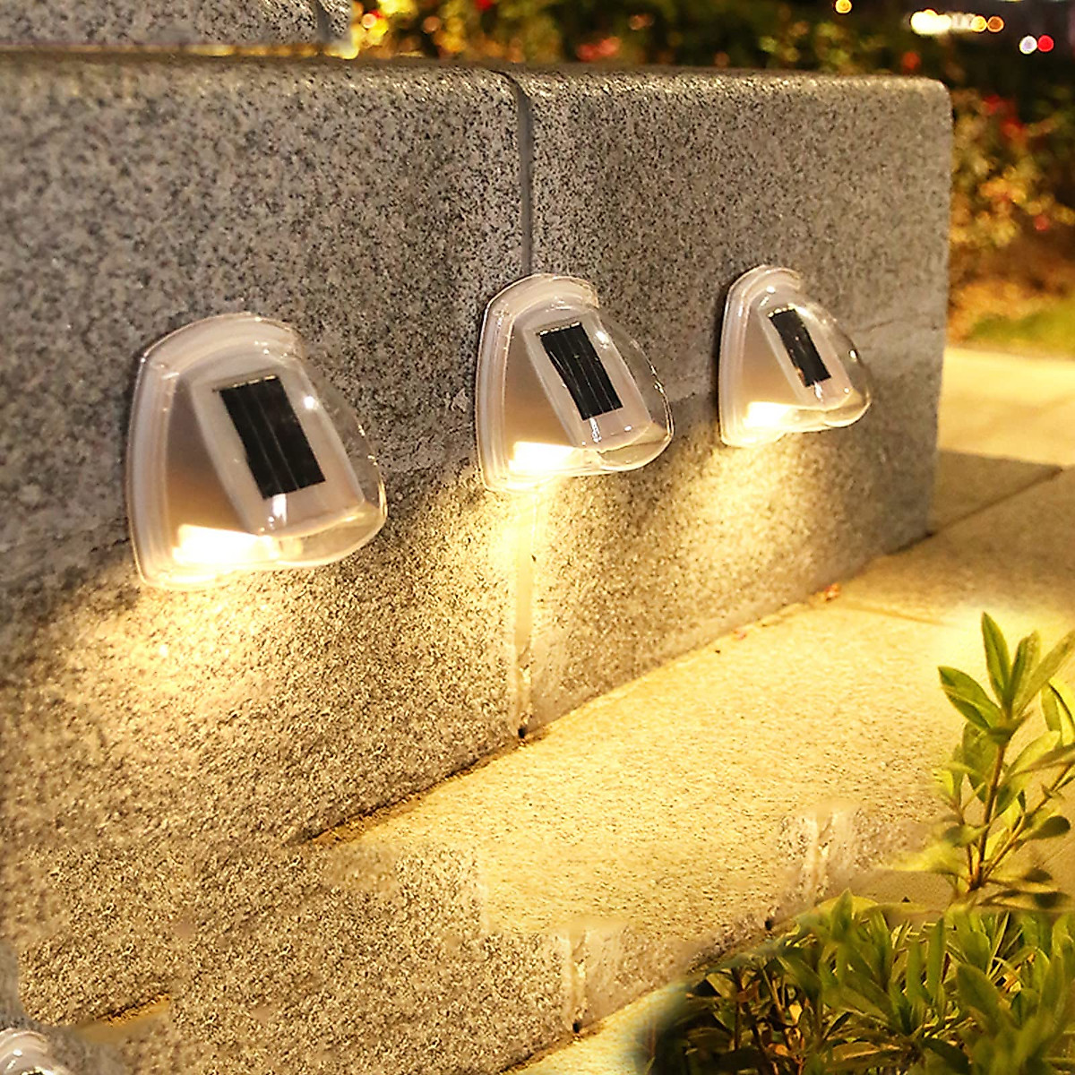 WONFAST Solar Outdoor Lights, Waterproof 8LED Solar Wall Light Lawn Fence Walkway Decorative Night Lamps for Home Pathway Street Courtyard Steps Garden Decoration (6Pack, Warm White)