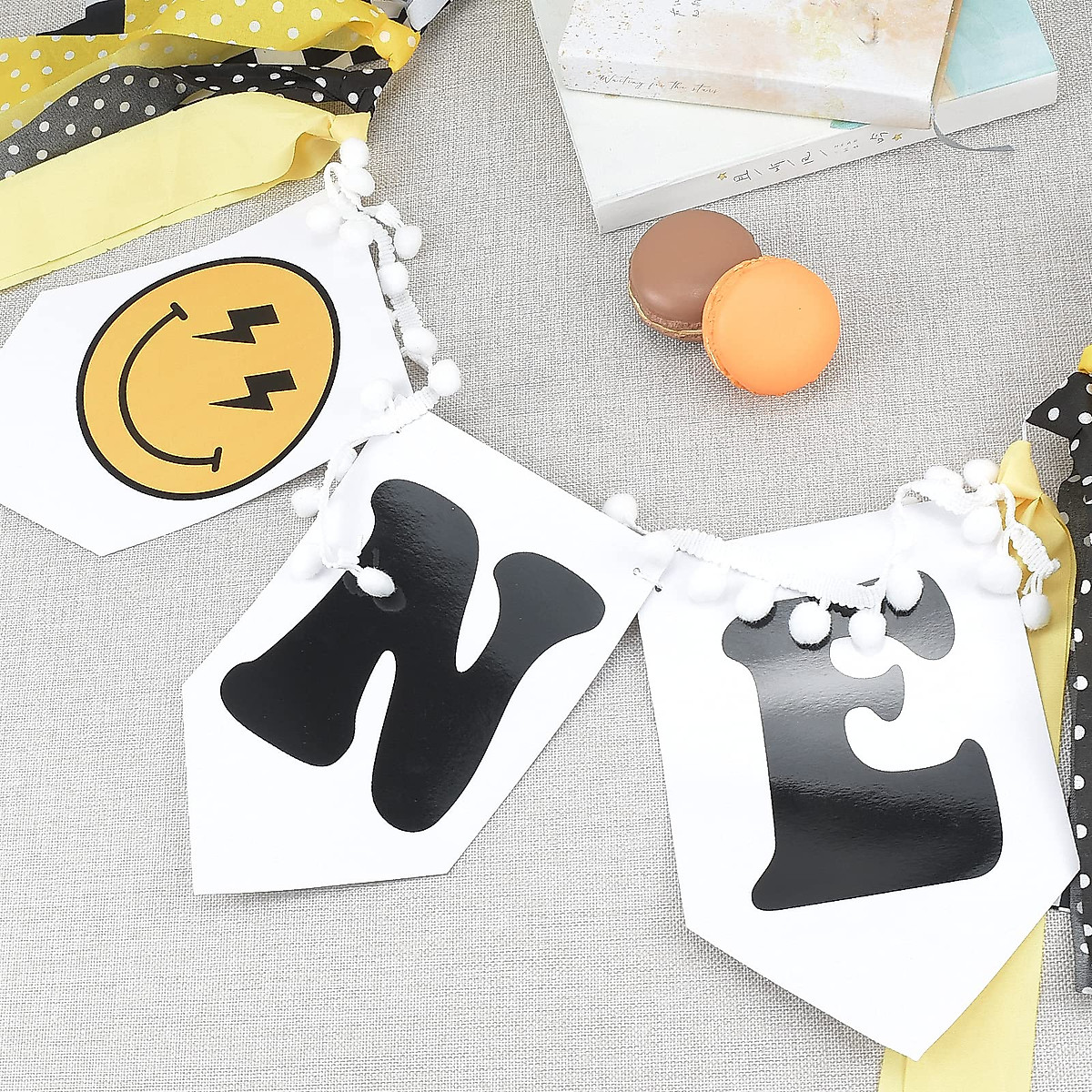 One Happy Dude High Chair Banner Boy First Highchair Banner for 1st Birthday Decorations, One Happy Dude Birthday Party Decorations Hippie Groovy High Chair Garland