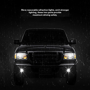 RP Remarkable Power, Fits For 2007-2013 Expedition / 2008-2011 Ranger Chrome Fog Lights Only with H10 12V-42W Bulbs FL7122 Bumper Lamps Kit OE Style Clear