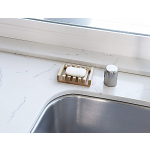 Bamboo Naturals Bamboo Soap Dish For Shower or Sink, 100% Sustainable Bamboo Bar Soap Holder, Stylish Odor Resistant Addition to Bathroom or Kitchen, Pack of 1