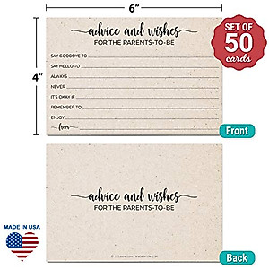 321Done Advice and Wishes for the Parents-to-Be Cards Tan, 4x6, Made in USA, Fun Simple Cute Baby Shower Advice Game for Mom, Dad to Be, 50 Cards