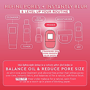 Glow Recipe Strawberry BHA Pore-Smooth Blur Drops - Silicone-Free, Oil-Free - BHA Primer Face Makeup Pore Minimizer - Antioxidant Face Serum for Women - Pore Reducer for Hydrating, Glowing Skin (30ml)