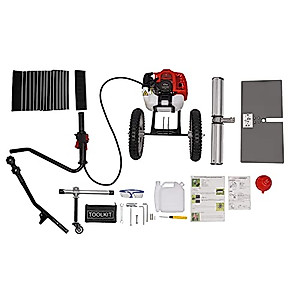 YUNLAIGOTOP Lawn Sweeper Push, 1.7HP 2-Stroke Portable Push Lawn Sweeper with Mudguard, Gas Powered Push Lawn Sweeper Broom, Gasoline Artificial Grass Sweeper for Streets, Lawns, Garden