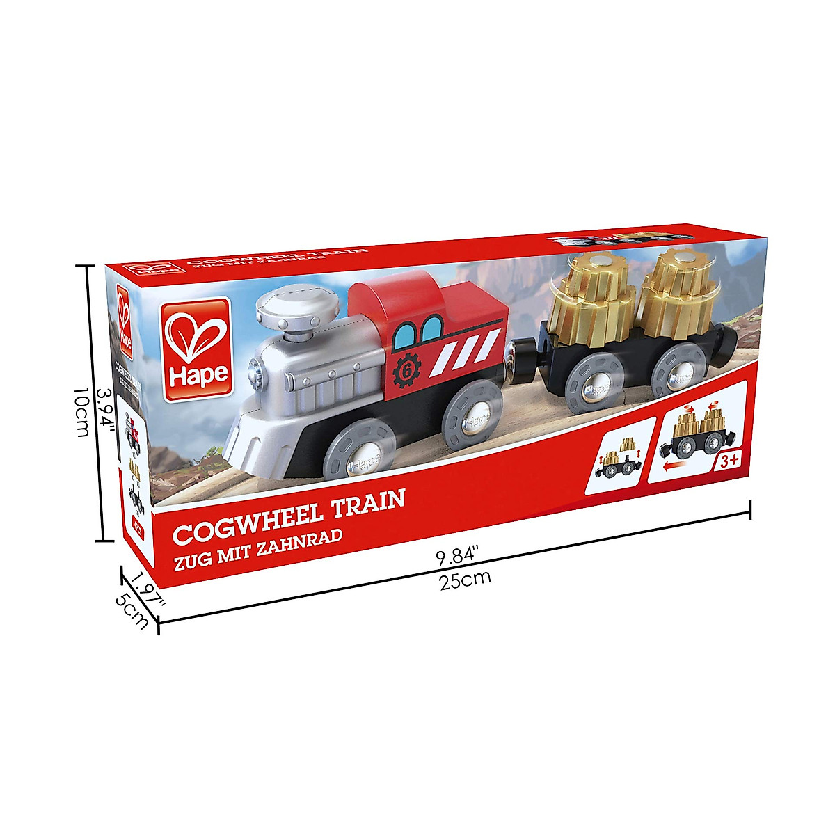 Hape Cogwheel Train| Wooden Railway Cogwheel Engine Toy Train for Kids