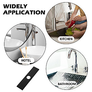 10 Inch Sink Hole Cover Deck Plates Matte Black Faucet Plate Stainless Steel Bathroom Faucet Escutcheon Plates Long Rectangle Cover Deck Plate Escutcheon for Kitchen Bathroom Sink
