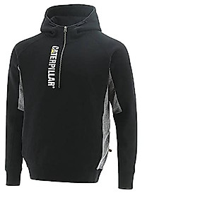 Caterpillar Men's Classic Fit 1/4 Zip Hooded Sweatshirt, Black, X-Large