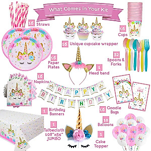 Ultimate Unicorn Party Supplies and Plates for Girl Birthday | Best Value Unicorn Party Decorations Set for Creating Unicorn Theme Party