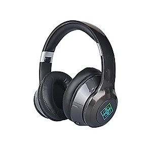 New Wireless Bluetooth 5.0 Headband Headset Luminous Retractable Folding HiFi Subwoofer Full Wrap-Around Ear Wireless Bluetooth Headset for Sports Gym (Black)