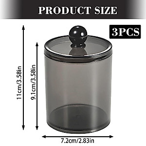 AIMIXUN 3 Pack Cotton Buds Dispenser, Cotton Pad Holder, 10 oz Clear Black Cotton Swab Holder Cotton Round Holder, Apothecary Jar Set Bathroom Canister Storage Organization for Cotton Ball, Round Pads