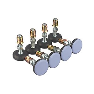 CSFMC Furniture Leveler PTFE(Teflon) Bottom(28mm Base 1/4-20,8 Pack),Threaded Shank Adjust Pads,Table/Chair/Cabinet/Sofa Medium Adjustable Legs Leveling,Nuts Installation and Floor Protection
