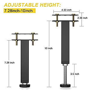 Likapop 4Pcs Adjustable Bed Frame Support Legs, Bed Frame Slats Heavy Duty Center Support Leg, Suitable for King Bed Reinforcement Kit, Sofa, Table, Furniture Legs Replacement Parts (6.1"-8.7")