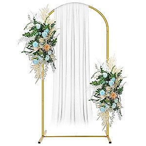 Fogein Wedding Arch Backdrop Stand, 6 FT Square Metal Arch Backdrop Stand for Wedding Ceremony Photo Booth, Outdoor Indoor Birthday Party, Garden Floral Balloon Arch Decoration(Gold)