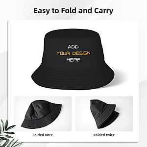 Generic Custom Bucket Hat for Men Women Design Your Own Personalized Logo Text Photo Packable Fishing Hat Black