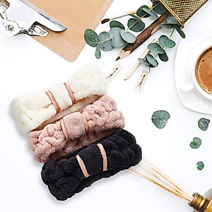 DOOBO 3 Pack Spa Headbands Microfiber SkinCare Headbands Face Wash Headband Face Washing/Facial Headband Makeup/Towel Headbands for Women for Washing Face(Pink, White, Black)