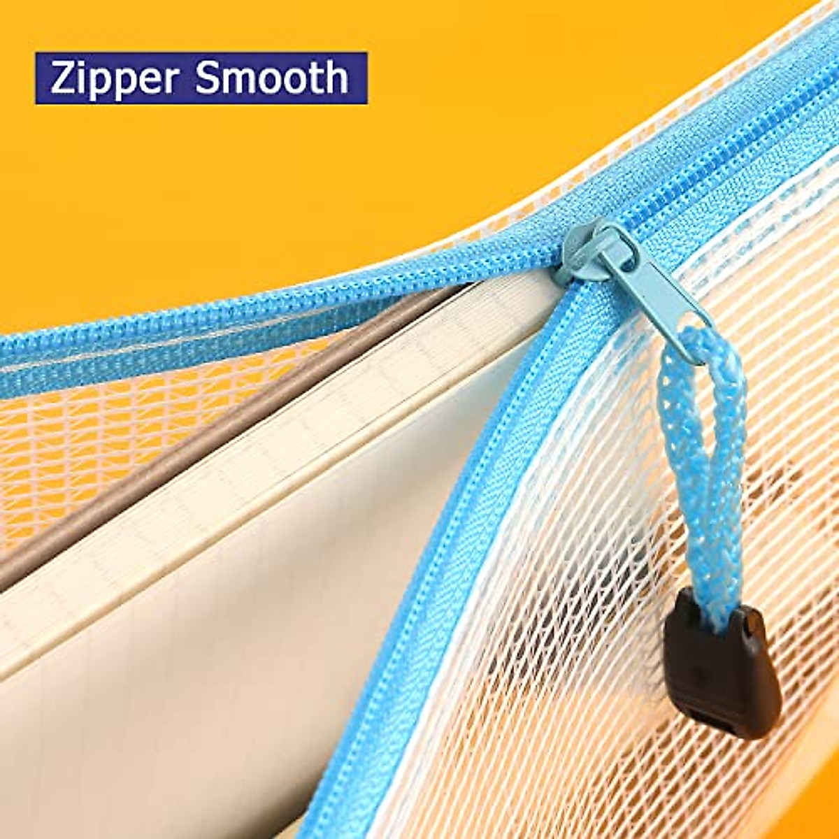 Tamaki 10 Pack Mesh Zipper Pouch Document Bag Waterproof Zip File Folders for School Office Supplies Travel Storage Bags