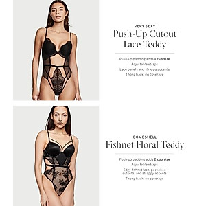 Victoria's Secret Cutout Lace Teddy, Push Up, Women's Lingerie, Very Sexy Collection, Pink (XL)