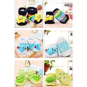 6 Pairs Baby Socks Boys Girls 3D Cartoon Anti-Skid Baby Booties Sock Slippers